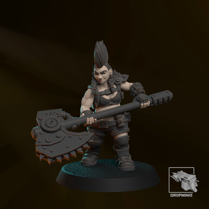 3D Printable Sci-Fi Female Dwarf Slayers by DropMiniz