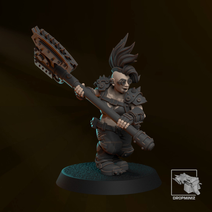 3D Printable Sci-Fi Female Dwarf Slayers by DropMiniz