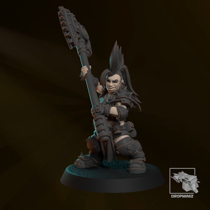 3D Printable Sci-Fi Female Dwarf Slayers by DropMiniz