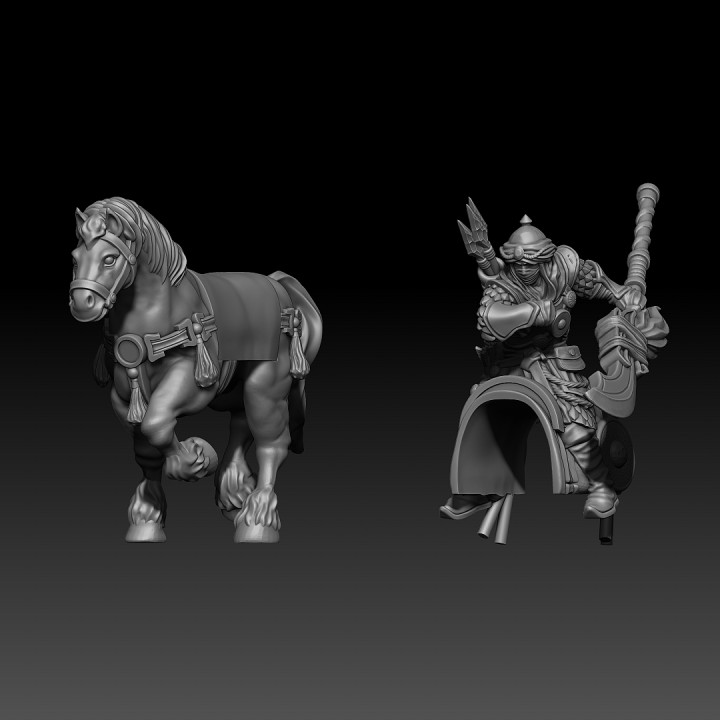 3D Printable Mounted Desert Polearm Warriors - Desert Shadow Polearm ...