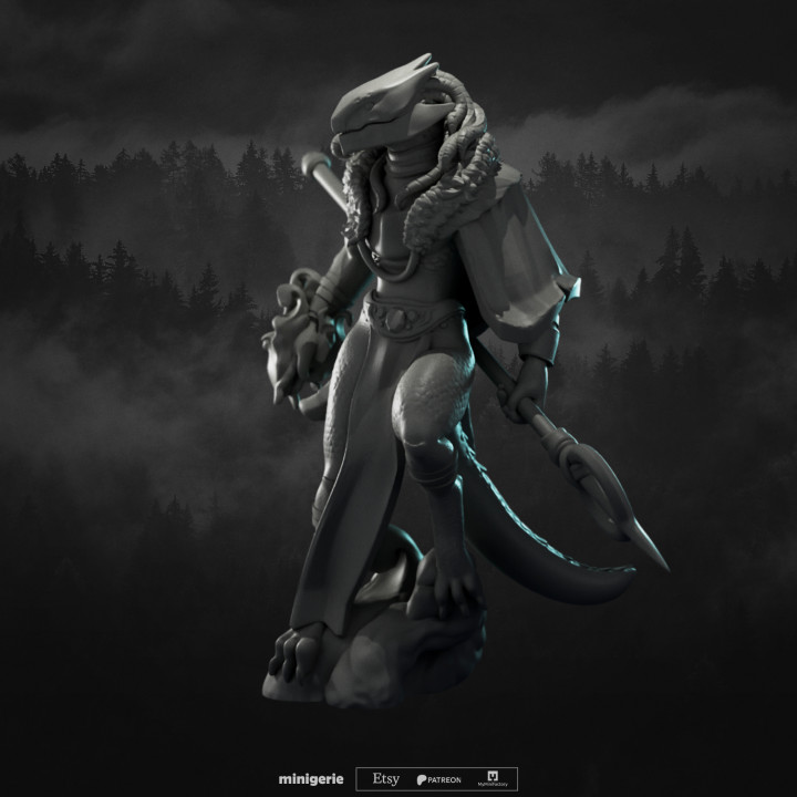 3D Printable Blue Dragonborn Sorcerer Adept - Female - DnD Miniature ...