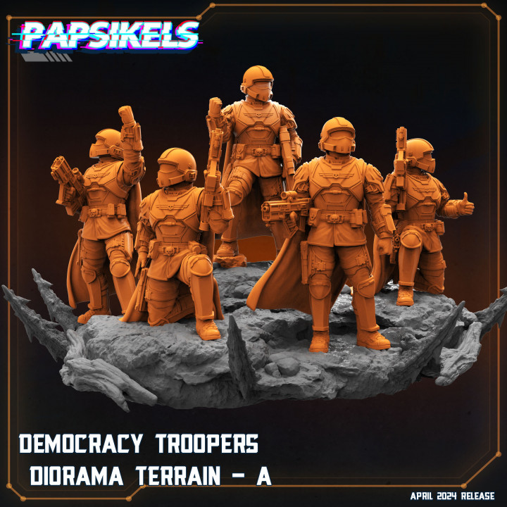 3D Printable DEMOCRACY TROOPERS DIORAMA TERRAIN A by PAPSIKELS MINIATURES