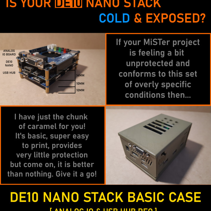 3D Printable DE10 Nano stack - MiSTer project basic case by Adam Freeman