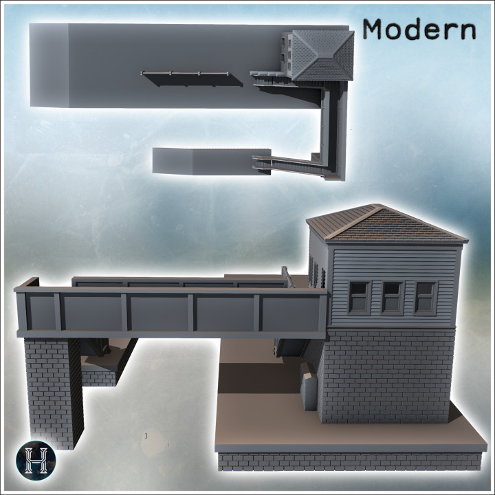 3D Printable Railway station with platforms for trains and elevated ...