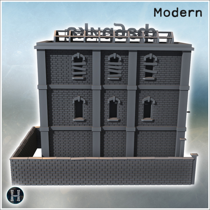 3D Printable Russian brick factory with floors, annex wall, and flat ...