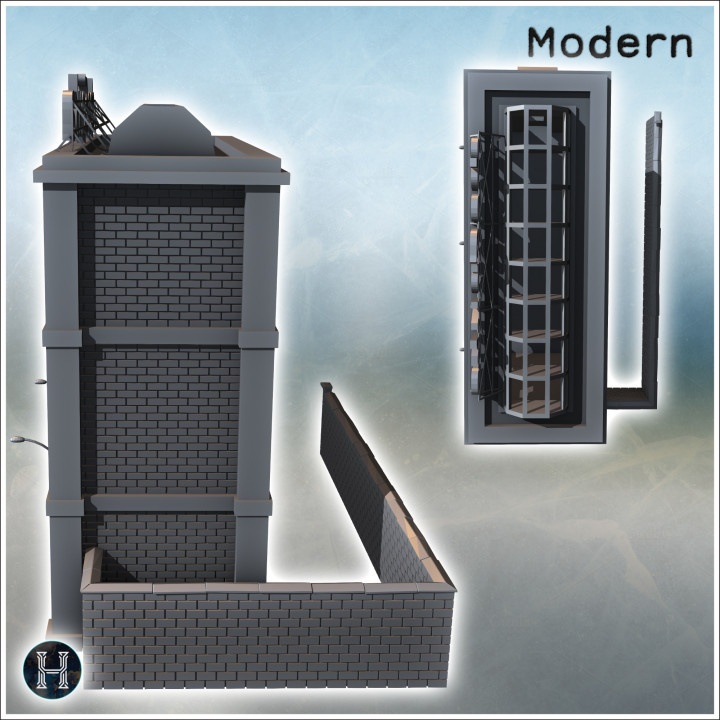 3D Printable Russian brick factory with floors, annex wall, and flat ...