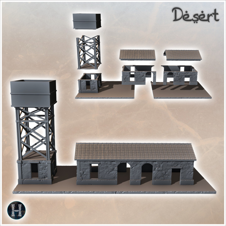 3D Printable Desert railway station with guard post (El-Alamein, Egypt ...