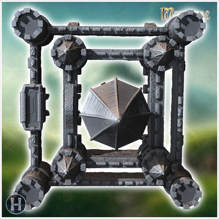 3D Printable Large medieval castle with concave-roofed keep and ...