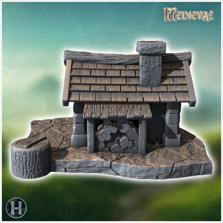 3D Printable Medieval woodcutter's hut with log and axe (8) - Medieval ...