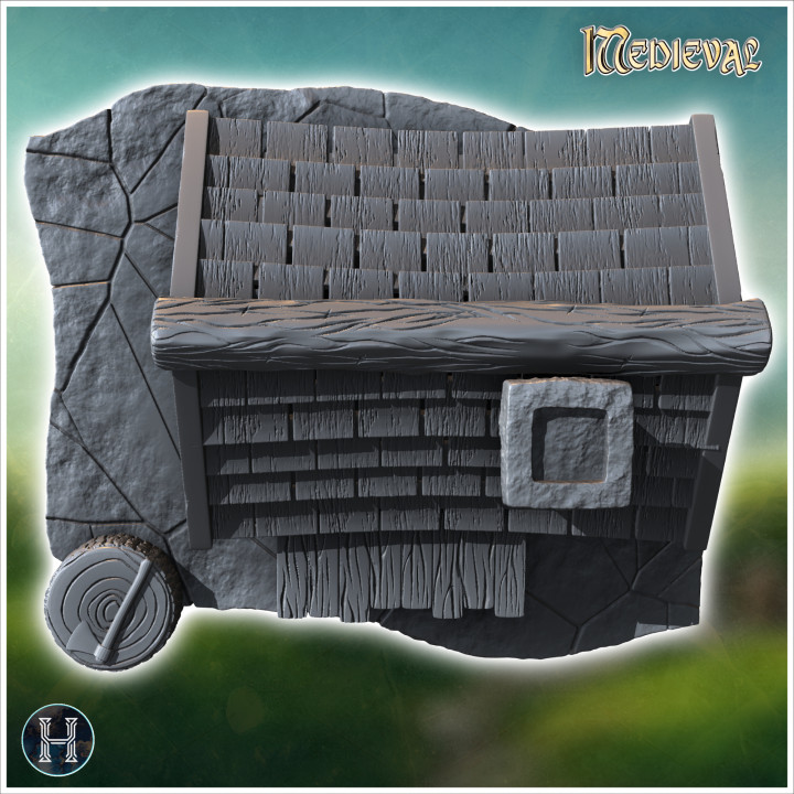 3D Printable Medieval woodcutter's hut with log and axe (8) - Medieval ...