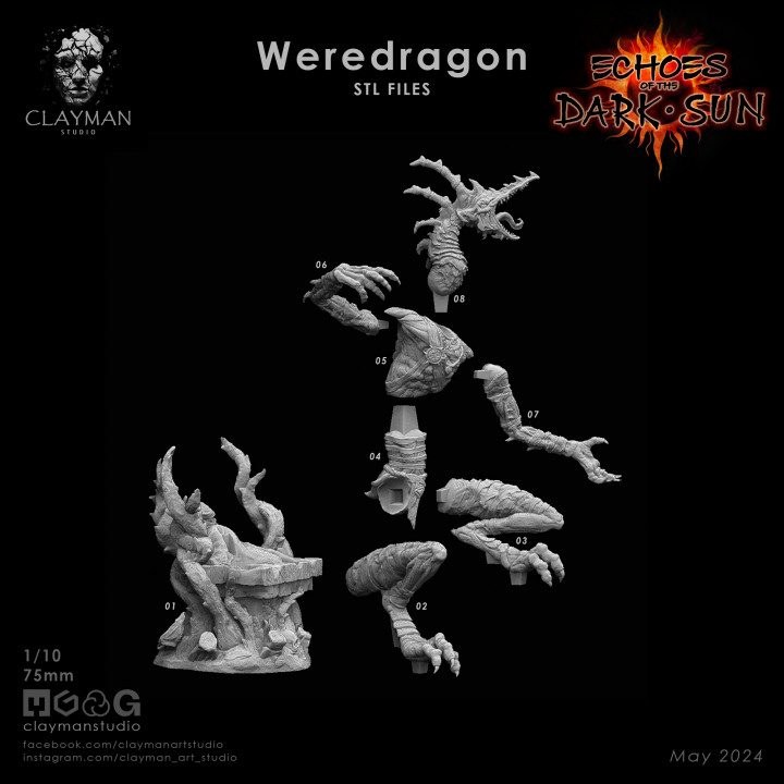 3D Printable Weredragon by Clayman Studio