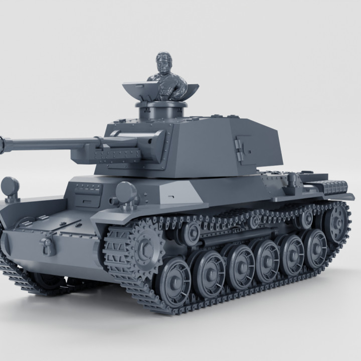 3D Printable Type 3 Medium Tank Chi-Nu + 2 Tankmen (Japan, WW2) by ...