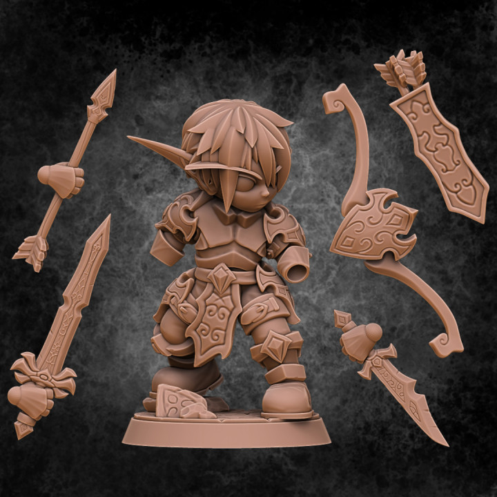 3D Printable Eldrin Nightbloom , elf ranger by Deathpunk Studio