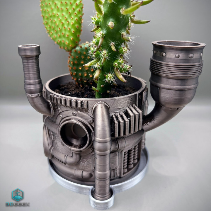 3D Printable Steampunk Planter by 3DGeex