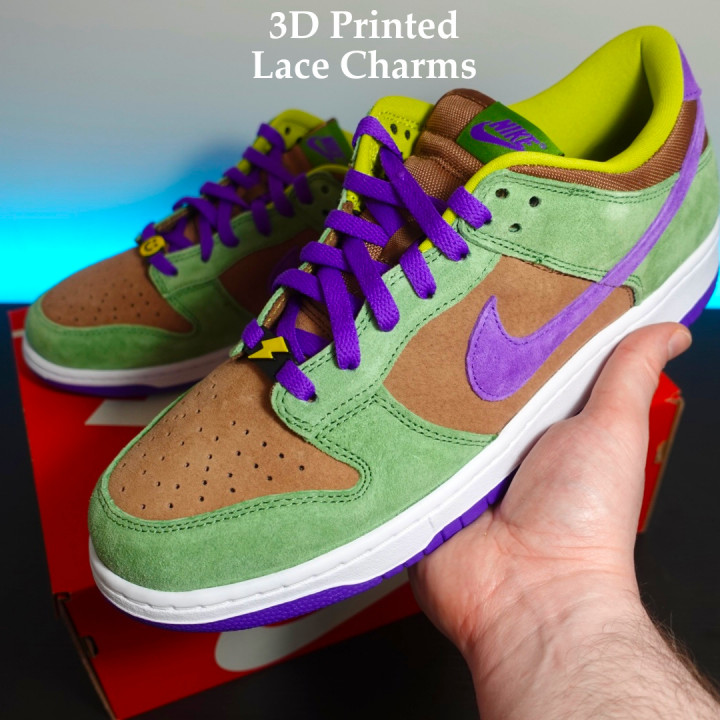 3D Printable Lace Charms (Smiley Face + Lightning Bolt) by MysticMesh3D