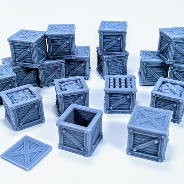3D Printable Fantasy Wooden Crates by Custom Miniature Maker