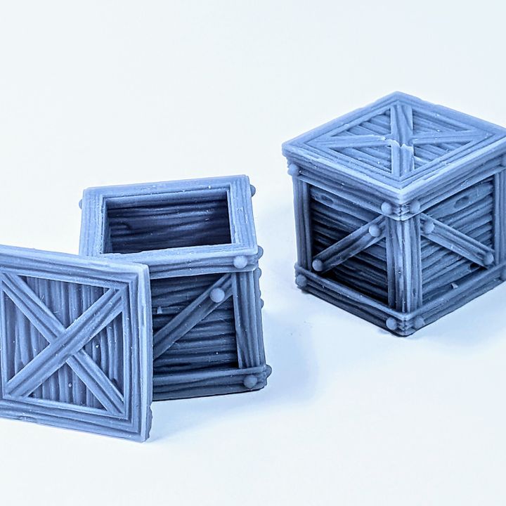 3D Printable Fantasy Wooden Crates by Custom Miniature Maker