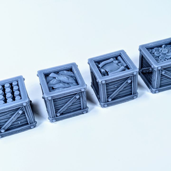 3D Printable Fantasy Wooden Crates by Custom Miniature Maker