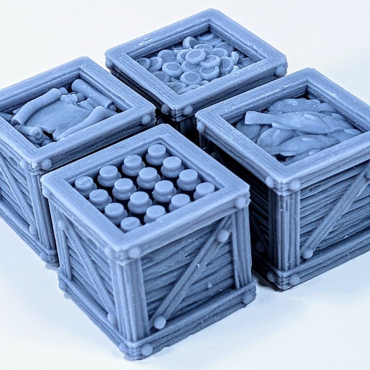 3D Printable Fantasy Wooden Crates by Custom Miniature Maker