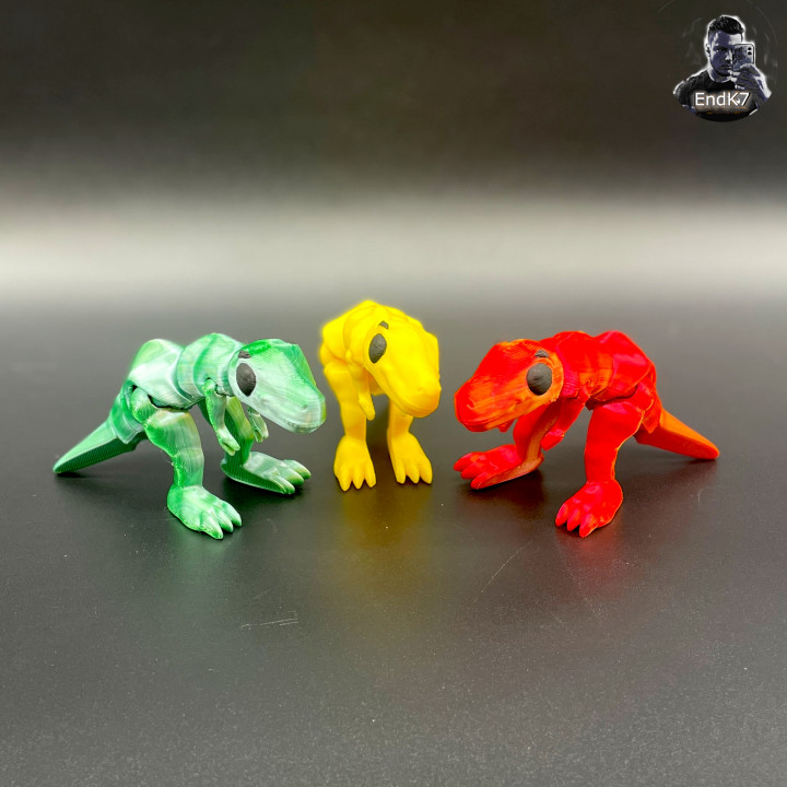 3D Printable Cute tiny T-Rex - Flexible - Print in Place - No Supports by EndK7