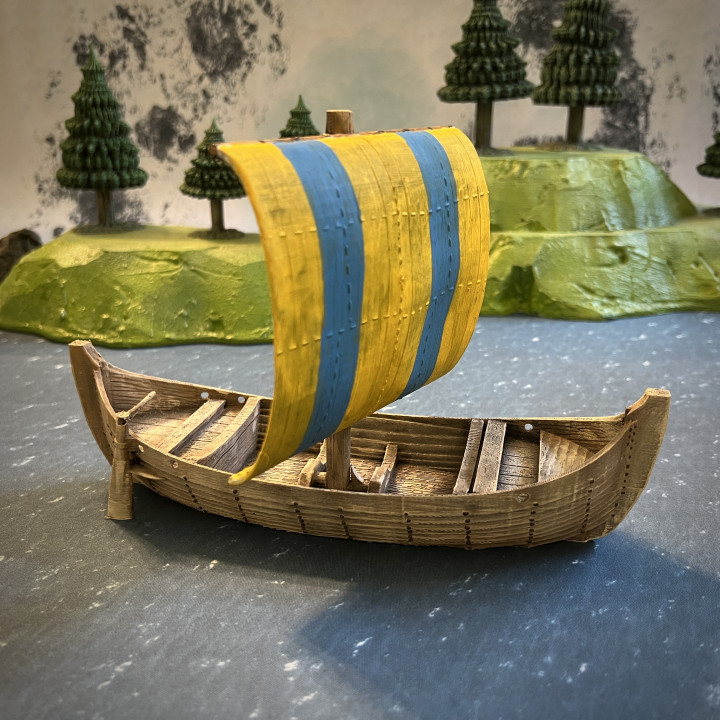 3D Printable Nine Worlds: Knarr Merchant Ship by Ill Gotten Games