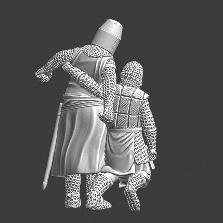3D Printable Medieval knight helping wounded crusader brother by ...