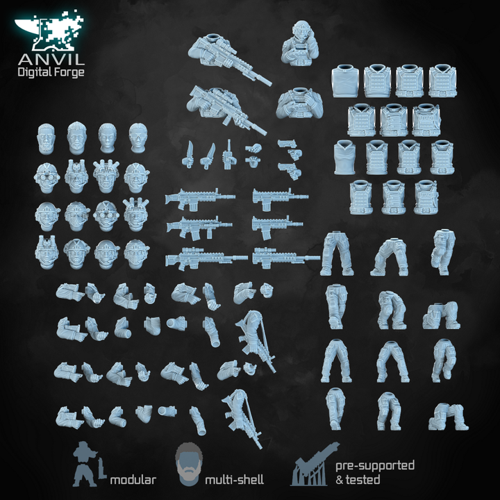 3D Printable Modern Special Forces - Modular Infantry for Skirmish ...