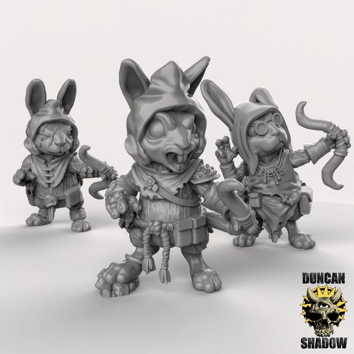 3D Printable Rabbit Folk with Bows (Pre Supported) by Duncan Shadow