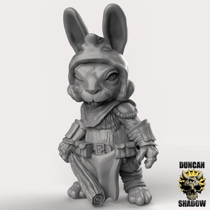 3D Printable Rabbit Folk with Clubs (Pre Supported) by Duncan Shadow