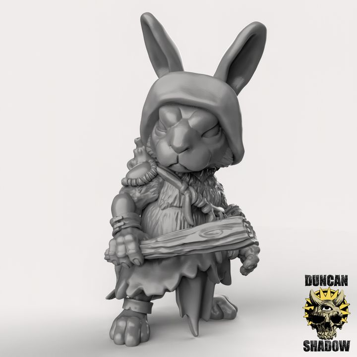 3D Printable Rabbit Folk with Clubs (Pre Supported) by Duncan Shadow
