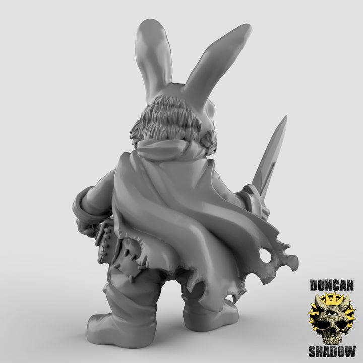 3D Printable Rabbit Folk with Hand Weapons (Pre Supported) by Duncan Shadow