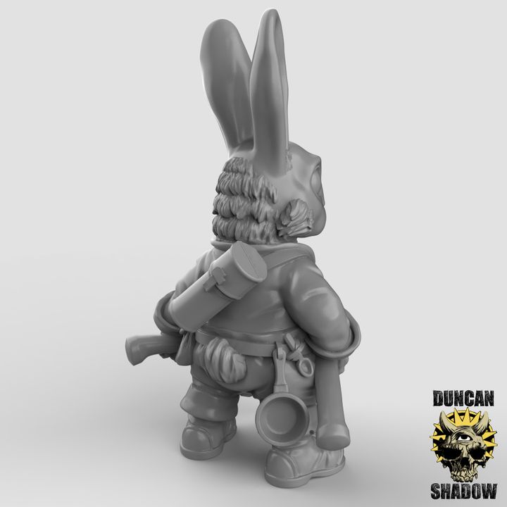 3D Printable Rabbit Folk with Hand Weapons (Pre Supported) by Duncan Shadow