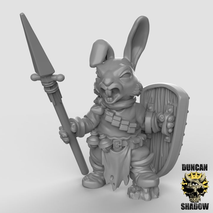 3D Printable Rabbit Folk with Spears (Pre Supported) by Duncan Shadow