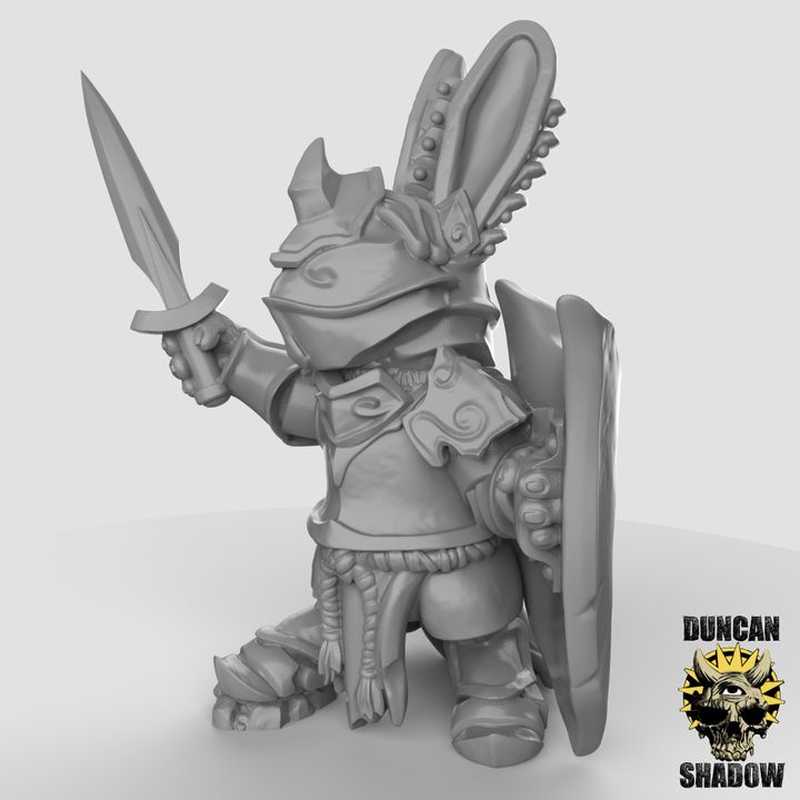 3D Printable Rabbit Folk Paladin (Pre Supported) by Duncan Shadow