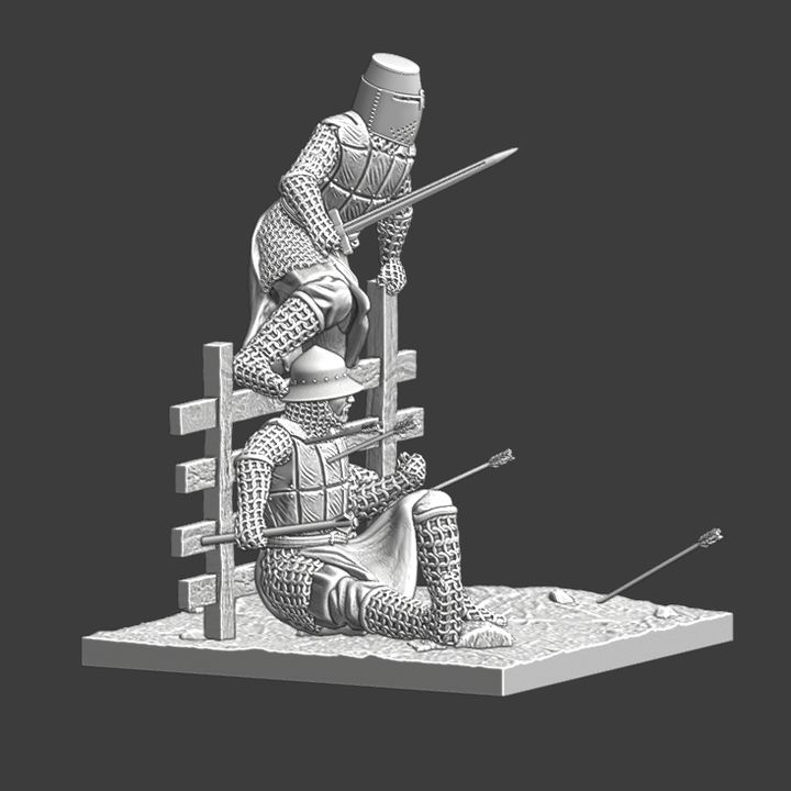 3D Printable Medieval model diorama - Wounded sergeant and knight by ...