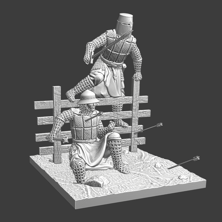 3D Printable Medieval model diorama - Wounded sergeant and knight by ...