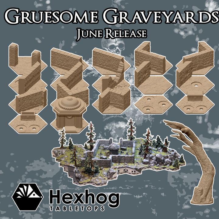 3D Printable Hexhog Tabletops: Gruesome Graveyards by Hexhog Tabletops