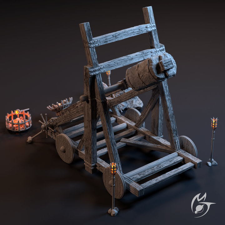 3D Printable Catapult - Siege Terrain by Making Tlon