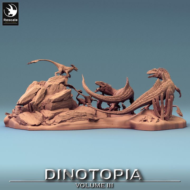 3D Printable Dinotopia Diorama Battle by Rescale Miniatures