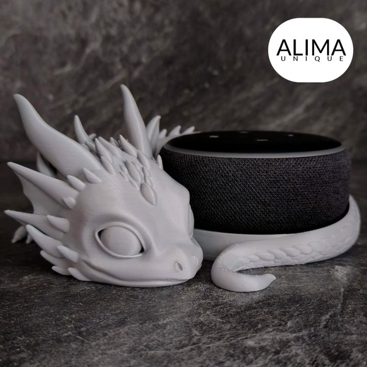 3D Printable compatible amazon dot 3 - baby dragon by ALIMA UNIQUE DESIGNS