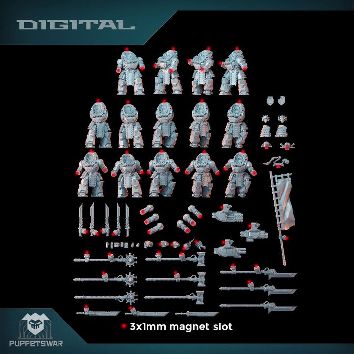 3D Printable Heavy Exorcists [Bushi] by Puppetswar Miniatures