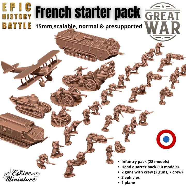 3D Printable WW1 - French army pack for Epic History Battle by Eskice ...