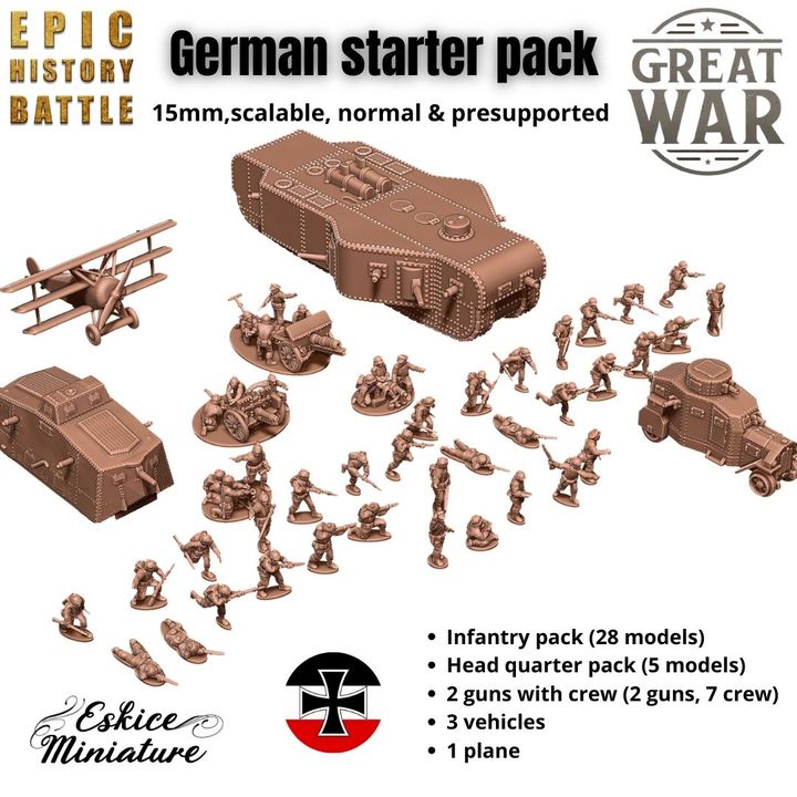 3D Printable WW1 - German army pack for Epic History Battle by Eskice ...