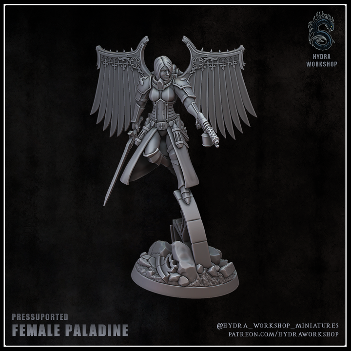 3D Printable female paladine by Hydra workshop miniatures