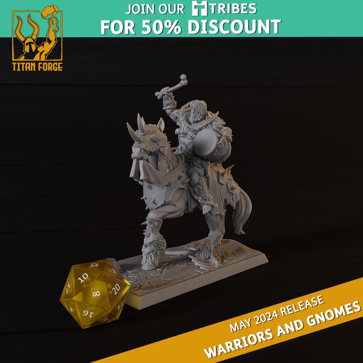 3D Printable Warriors and Gnomes Warriors Maruders Cavalry by Titan Forge Miniatures