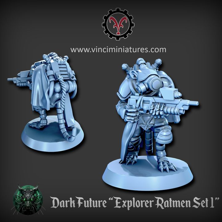 3D Printable DARK FUTURE EXPLORER RATMEN SET 1 by vinciminiatures