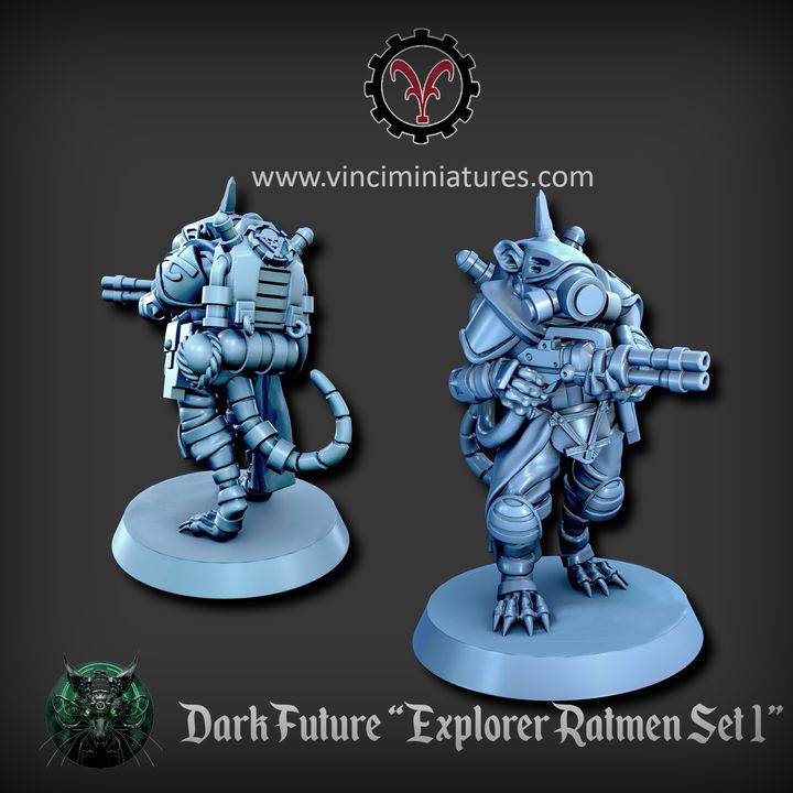 3D Printable DARK FUTURE EXPLORER RATMEN SET 1 by vinciminiatures
