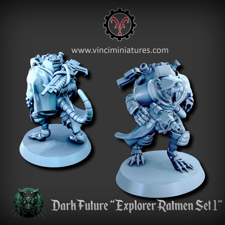 3D Printable DARK FUTURE EXPLORER RATMEN SET 1 by vinciminiatures