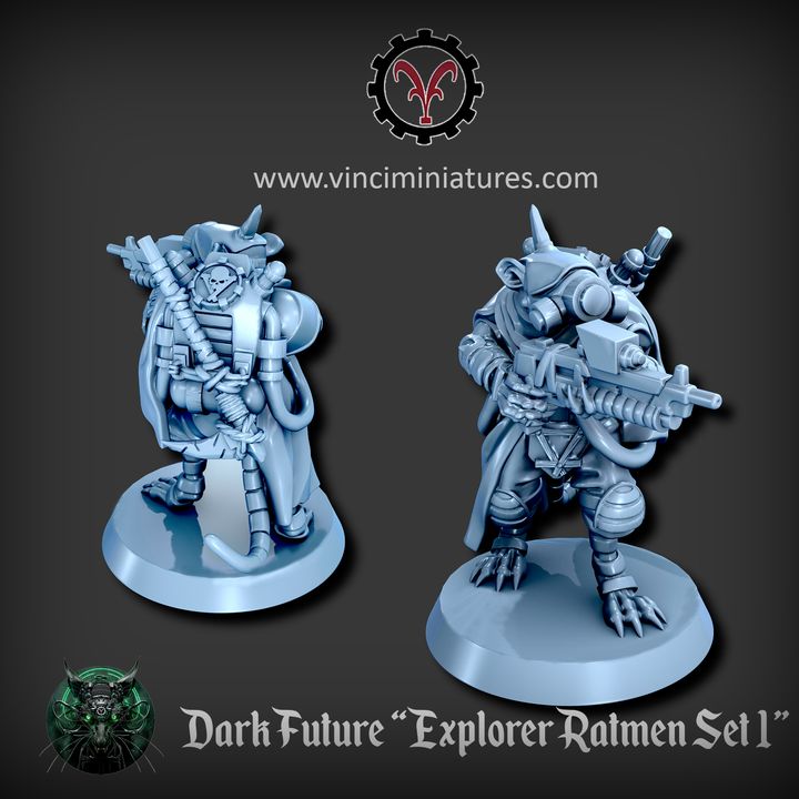3D Printable DARK FUTURE EXPLORER RATMEN SET 1 by vinciminiatures