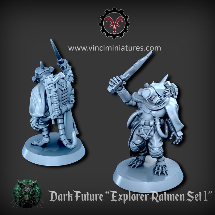 3D Printable DARK FUTURE EXPLORER RATMEN SET 1 by vinciminiatures